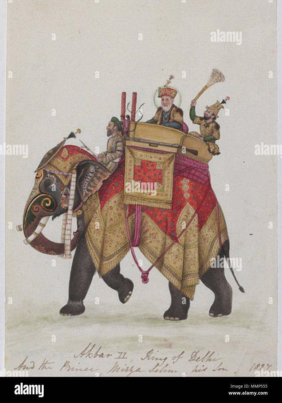 . This Company Painting depicts Akbar II (1759-1837), who became the ...