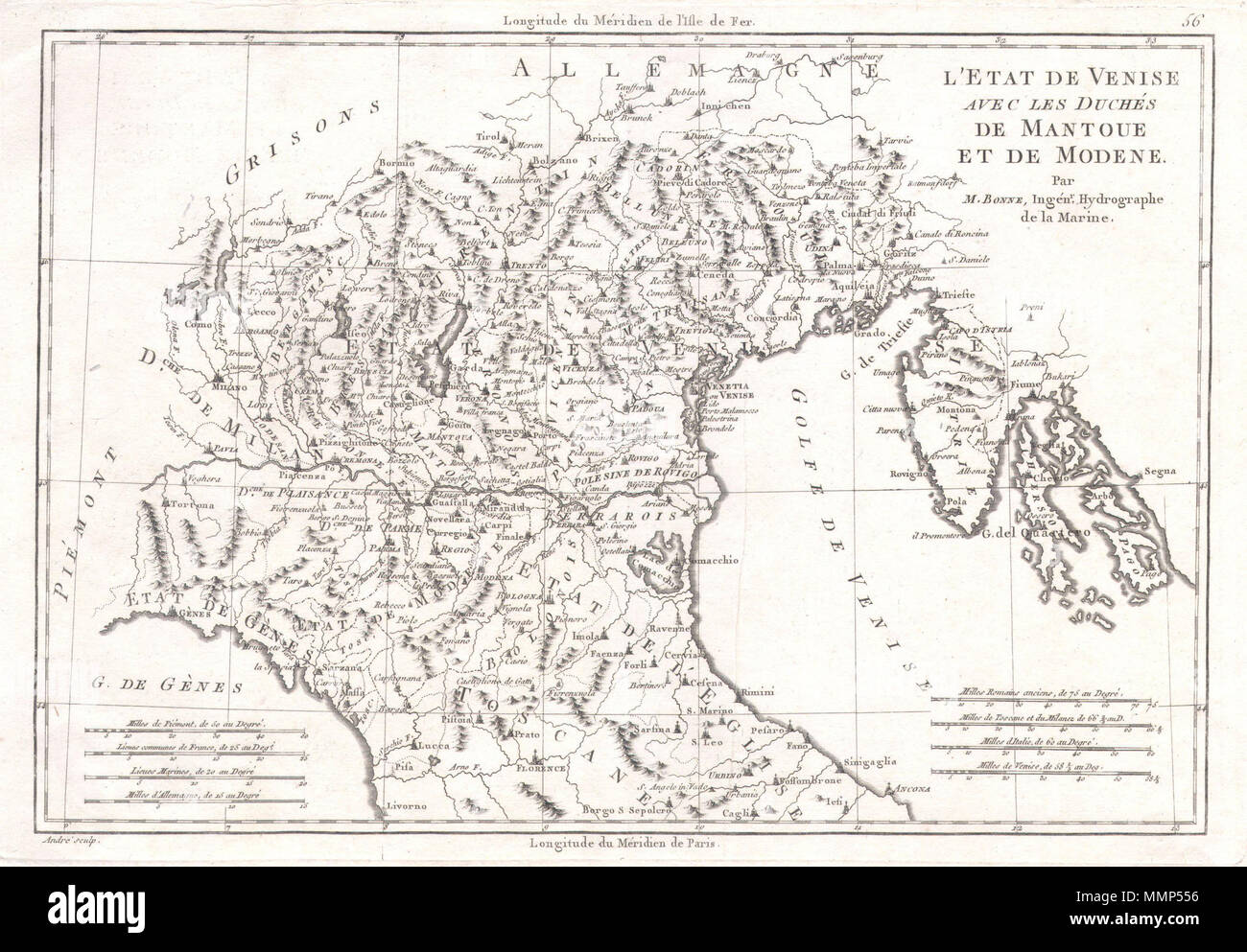. English: An attractive c. 1780 map of the Italian duchies of Venice ...
