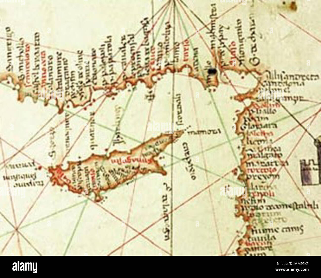 . English: The east of 1489 Portolan Chart. From the Black Sea at the ...