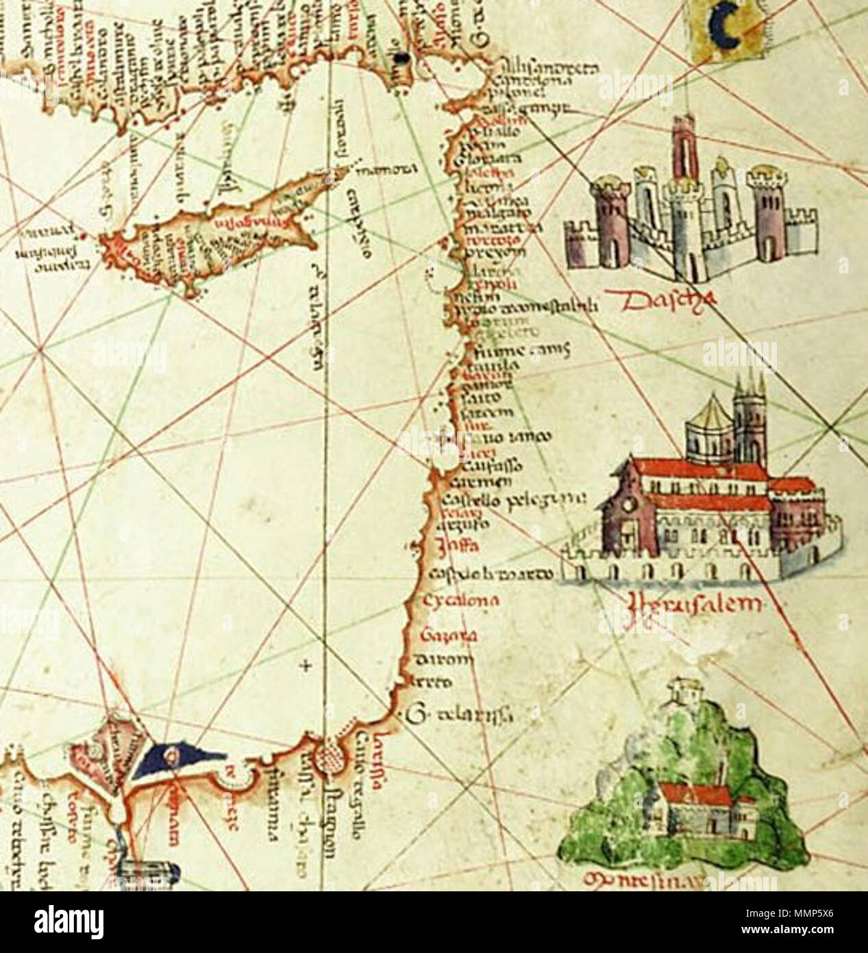 . English: The east of 1489 Portolan Chart. From the Black Sea at the ...