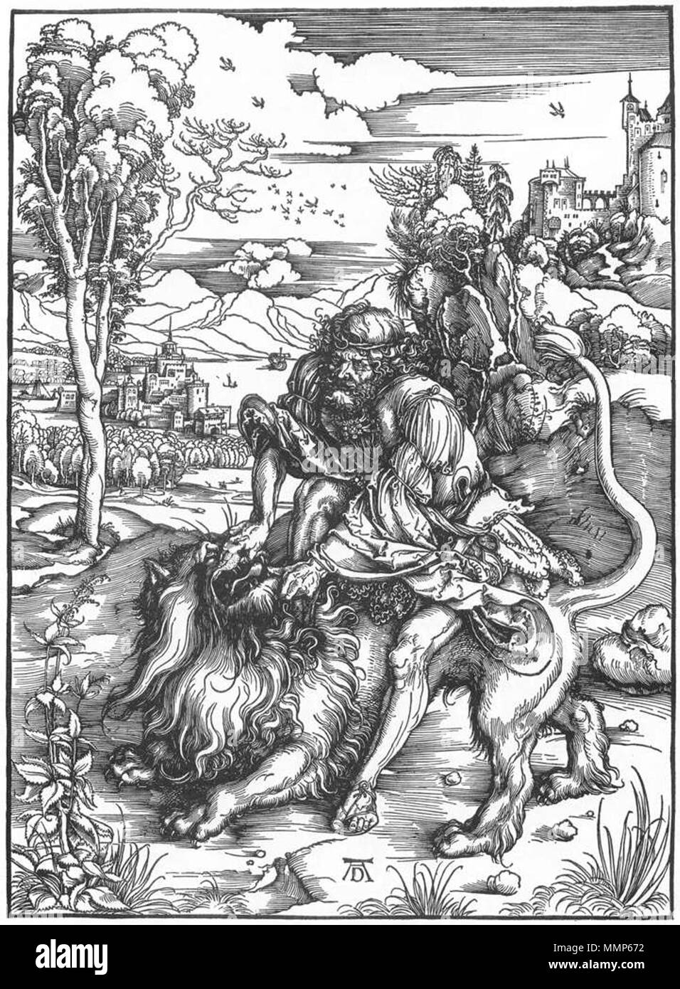 Samson killing the lion hi-res stock photography and images - Alamy