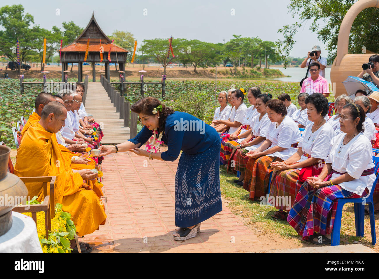 Ubon Ratchathani Thailand May 2 2016 People pouring water to seniors hands to ask for blessing in Thailand Songkran annual festival in Buddhist Stock Photo Alamy