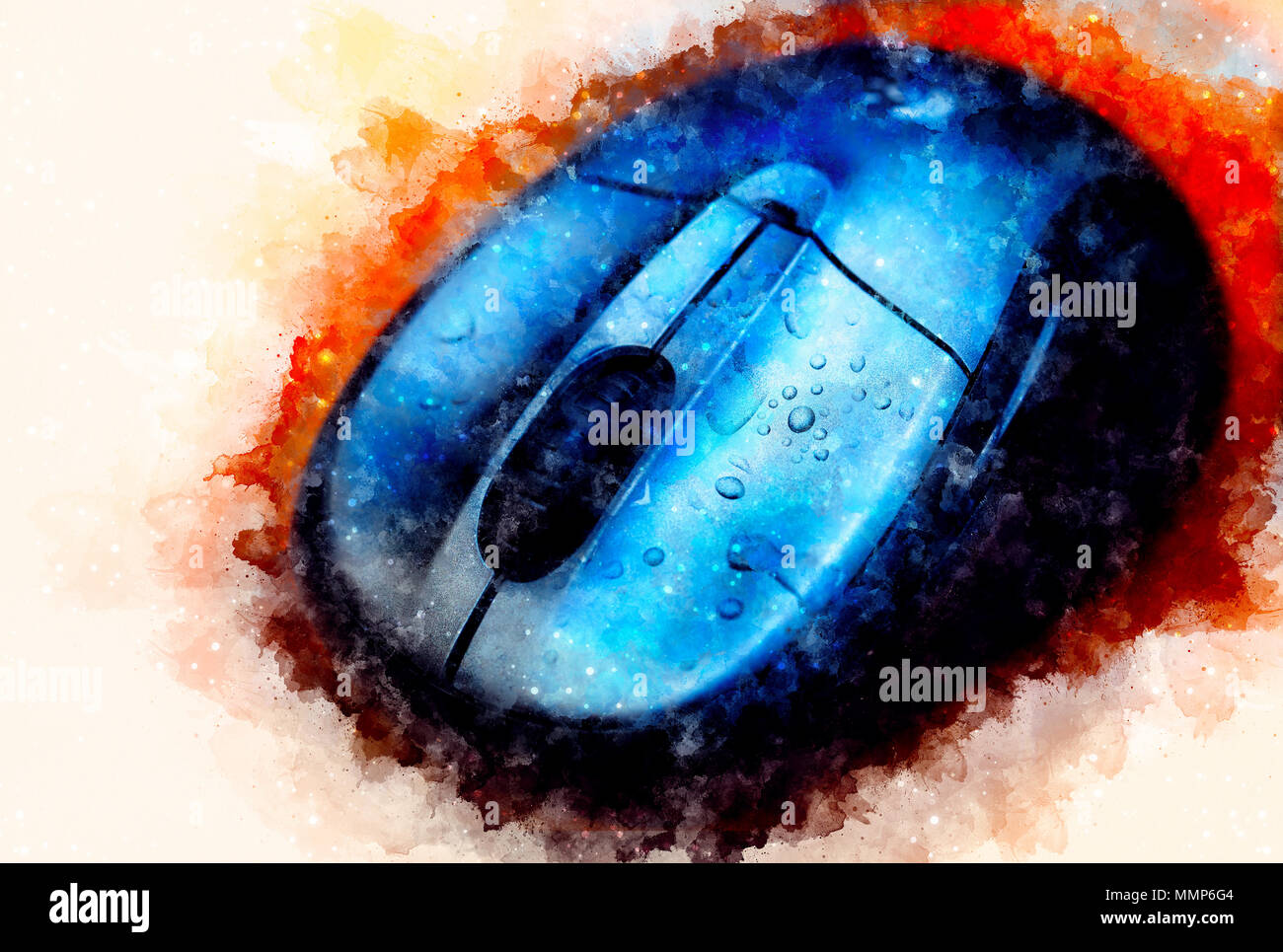 Computer mouse and softly blurred watercolor background Stock Photo - Alamy