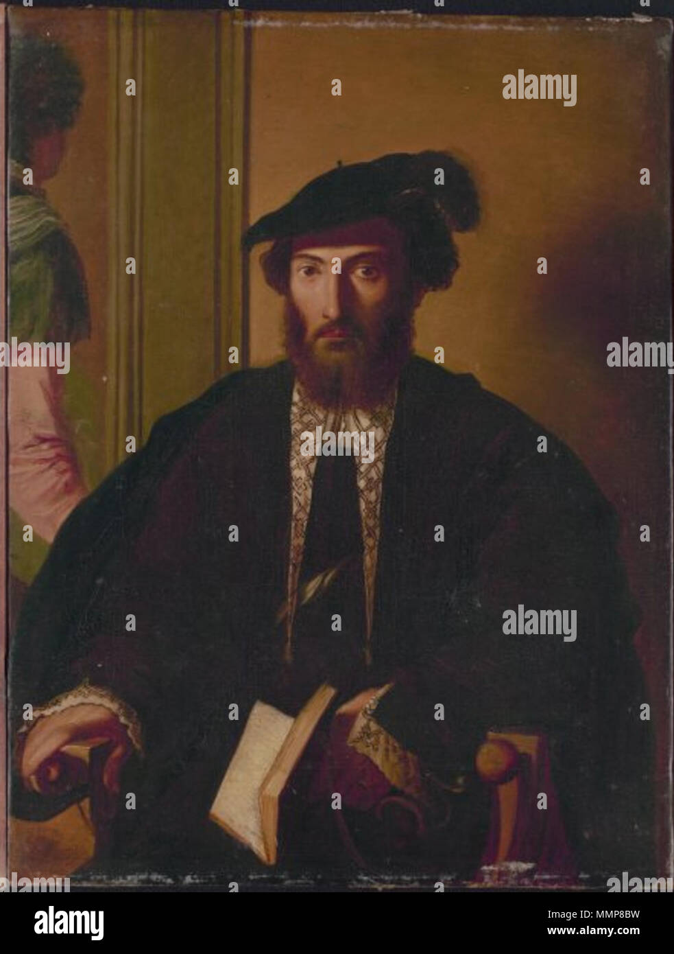 . 19th C. painting entitled 'Portrait of Amerigo Vespucci' by an ...