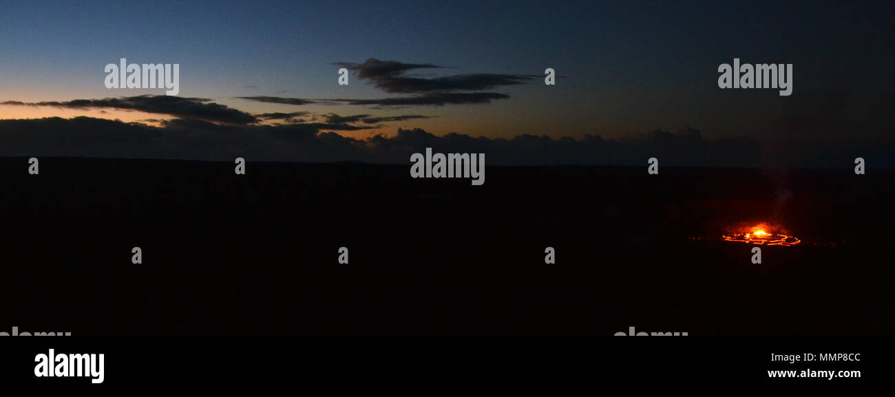Panoramic view of lava exploding inside the Halemaumau Crater at ...