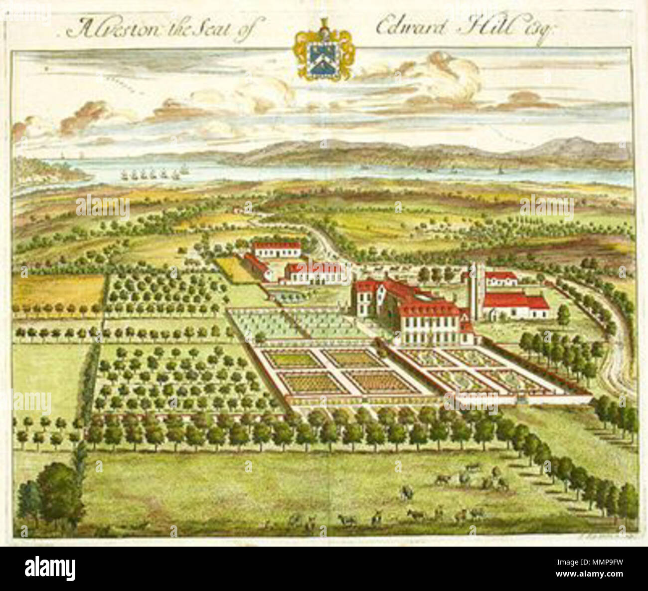 . English: Alveston Court, drawing by Kip, published in Sir Robert ...