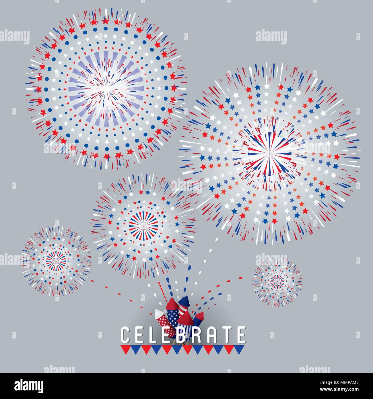 Vector illustration of Colorful fireworks. Celebrate theme Stock Vector ...