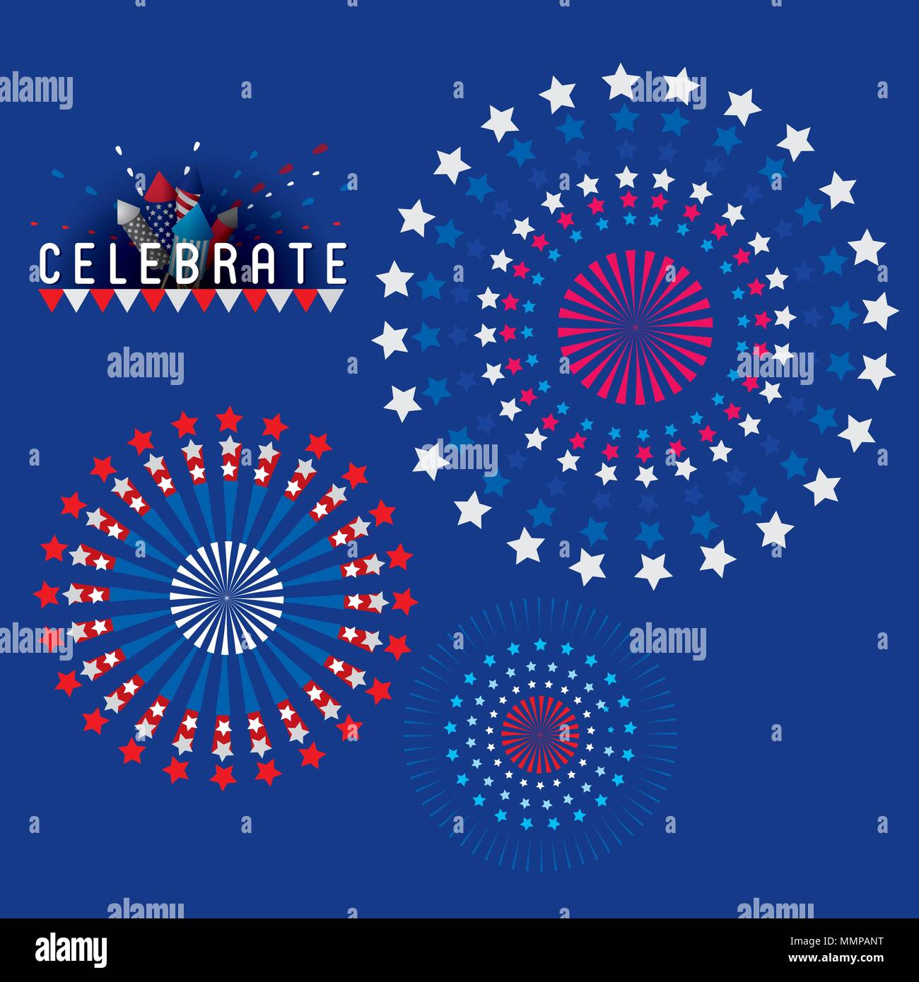 Vector illustration of Colorful fireworks. Celebrate theme Stock Vector ...