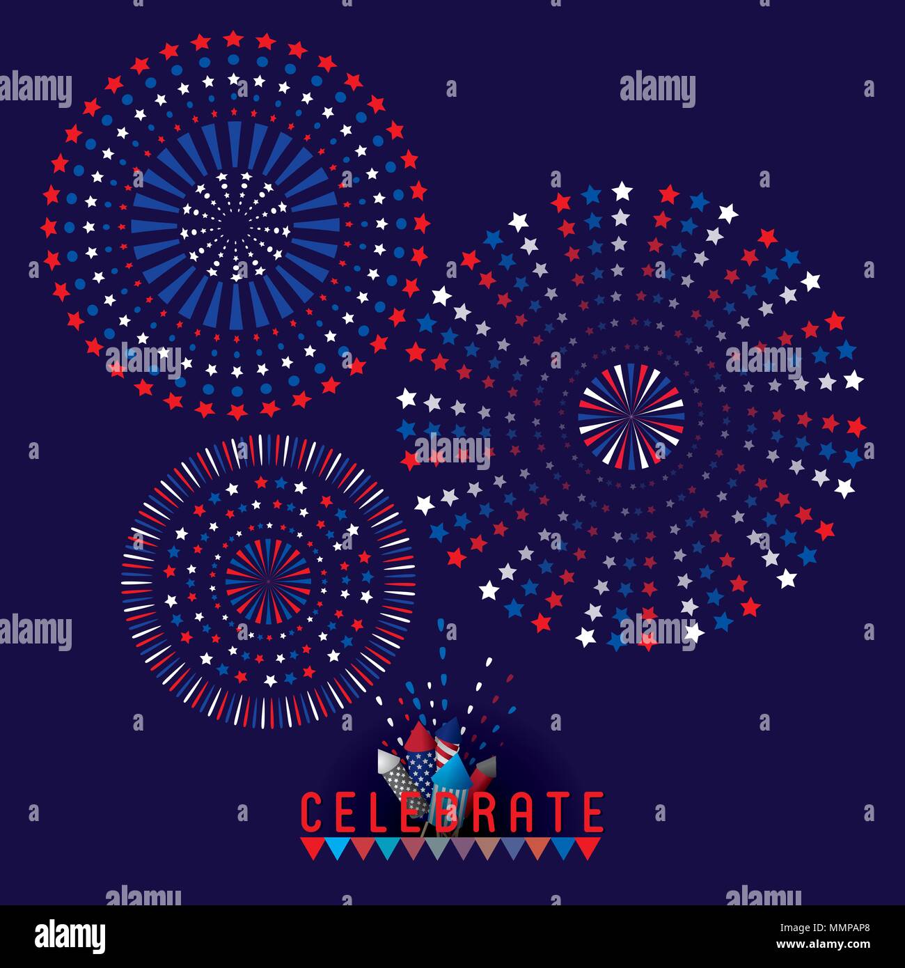 Vector illustration of Colorful fireworks. Celebrate theme Stock Vector ...