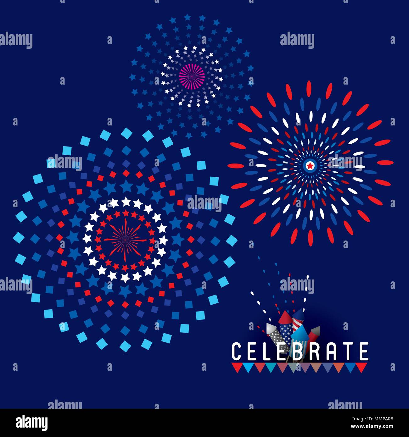 Vector illustration of Colorful fireworks. Celebrate theme Stock Vector ...