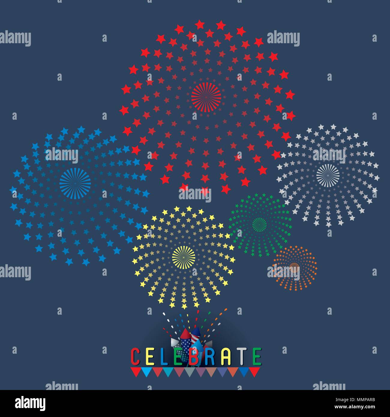 Vector illustration of Colorful fireworks. Celebrate theme Stock Vector ...