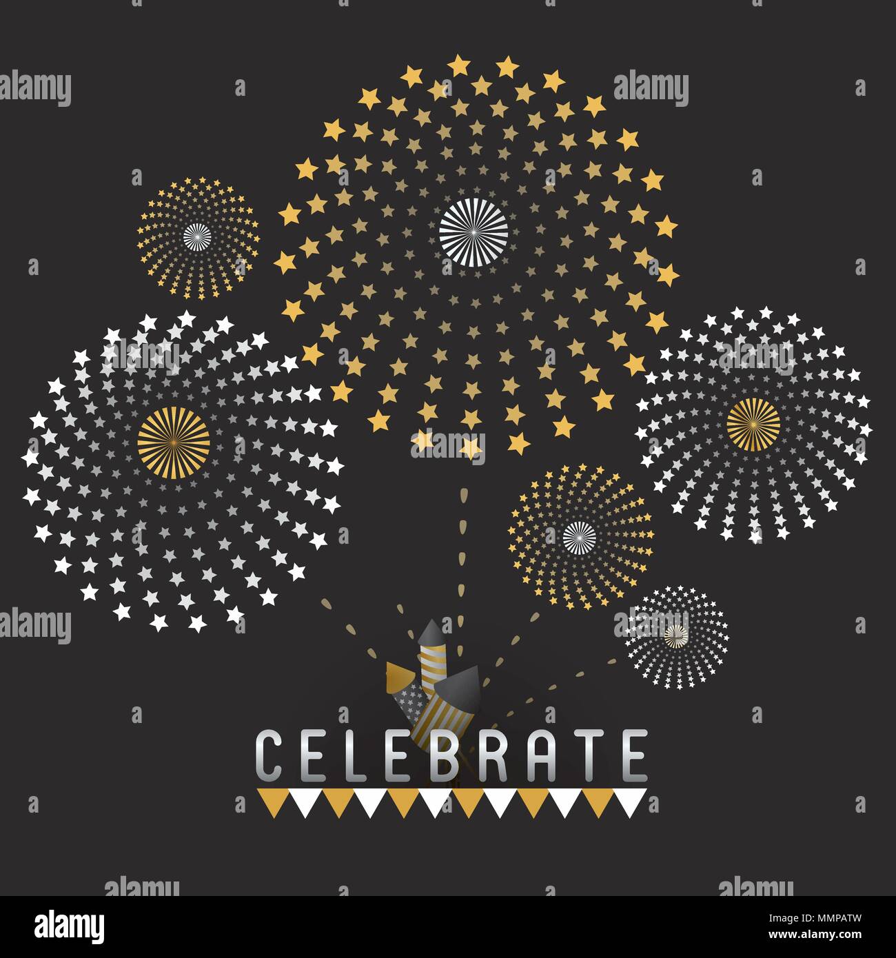 Vector illustration of Colorful fireworks. Celebrate theme Stock Vector ...