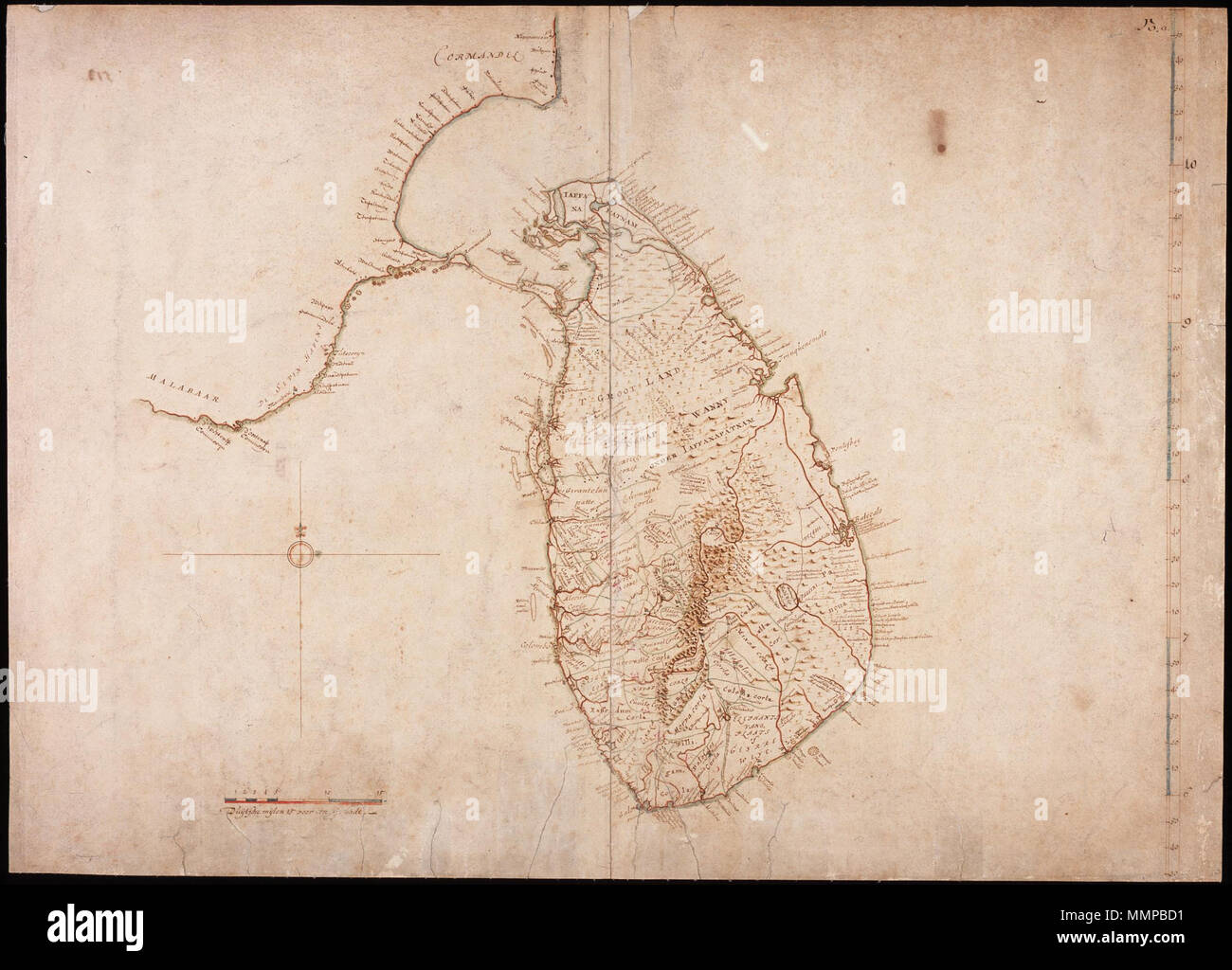 . Nederlands: Titel catalogus Leupe (NA): Kaart van het Eiland Ceylon ...