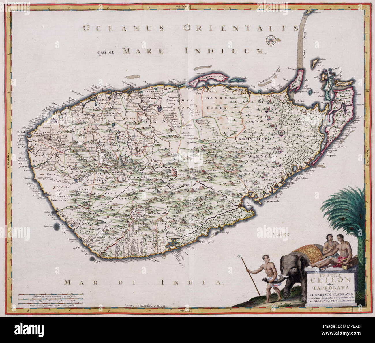 . Nederlands: Kaart van Ceylon uit de Atlas van der Hagen, Koninklijke ...