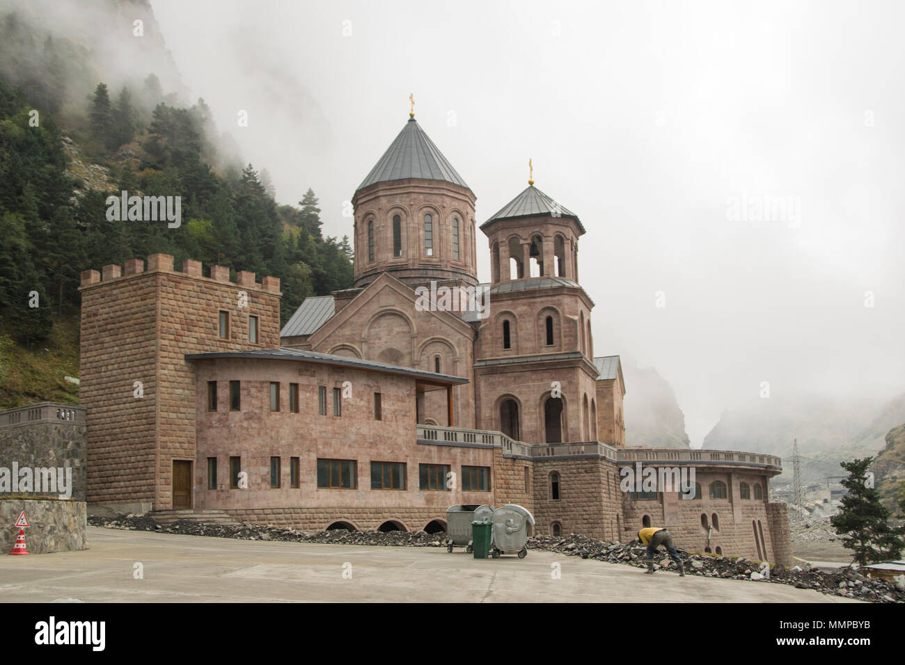 view of the Holy Archangel Monastery complex on georgia russia border ...