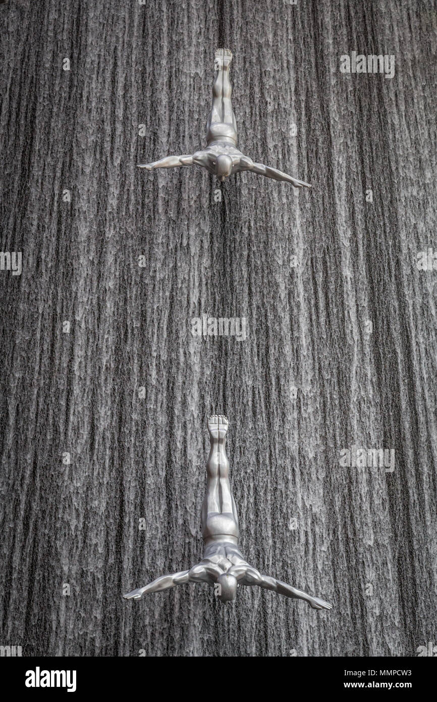 A striking water feature, the Waterfalls, in the Dubai Mall, UAE ...