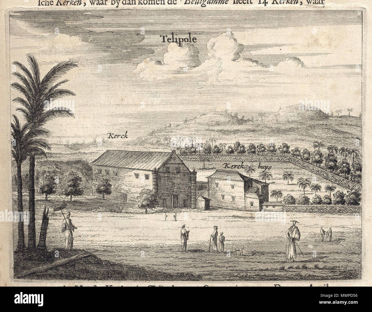 . Nederlands: Gezicht op de kerk van Telipole. Telipole. De afbeelding ...