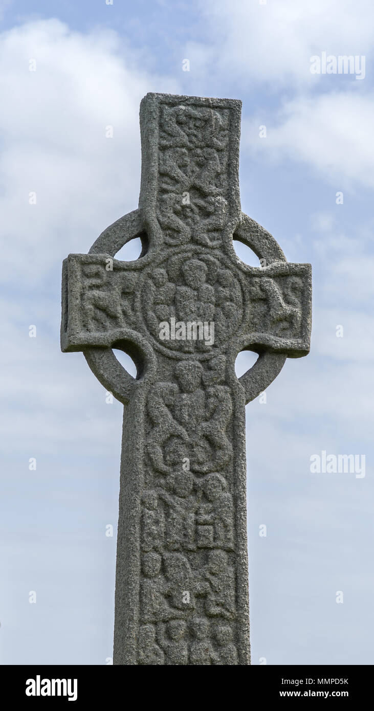St Martin's Cross, an ancient celtic cross in front of Iona Abbey on ...
