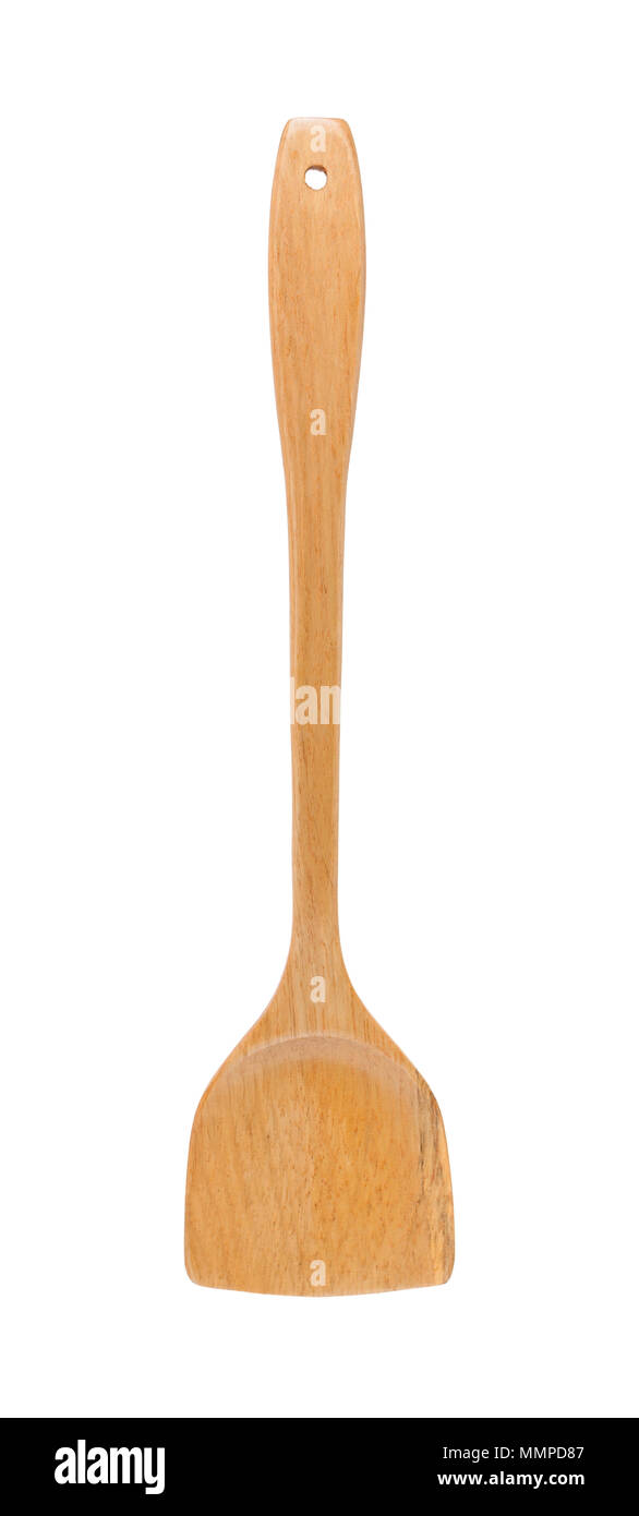 Wooden spatula isolated on a white background Stock Photo - Alamy