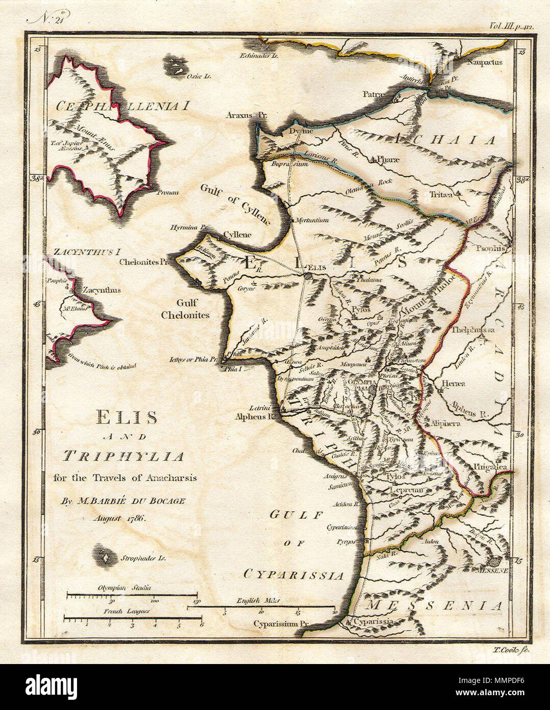 . English: This lovely little map of Elis and Triphylia, in western ...