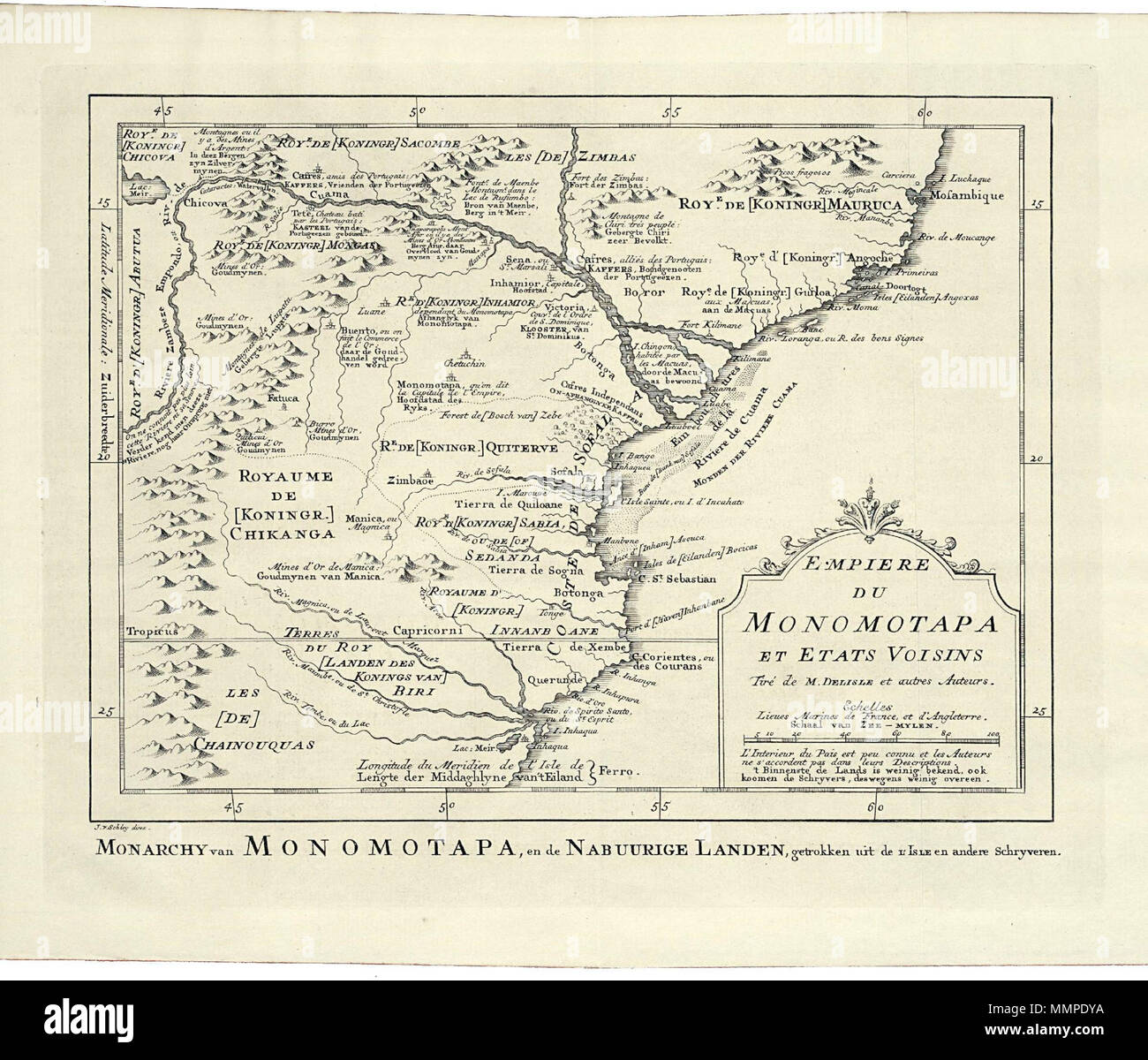 . Nederlands: Kaart van een deel van Mozambique. Monarchy van ...