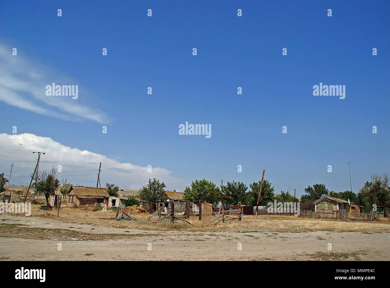 Some remote wooden houses outside Volgograd in Southern Russia Stock ...