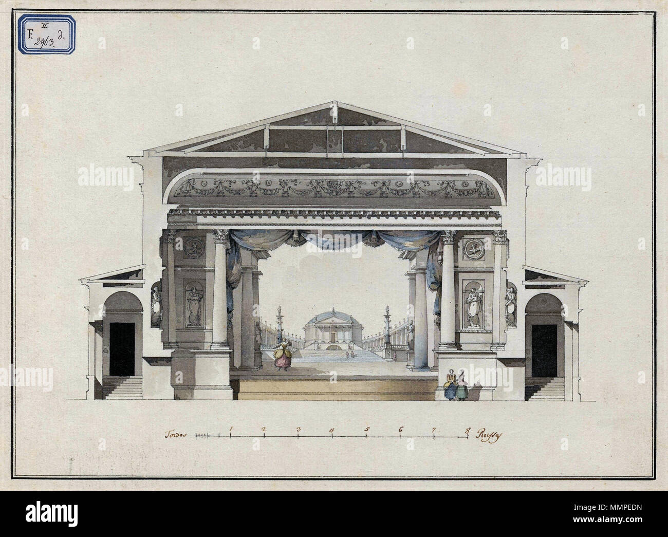 Cross section of the Hermitage Theatre.. before 1787. Quarenghi Cross ...