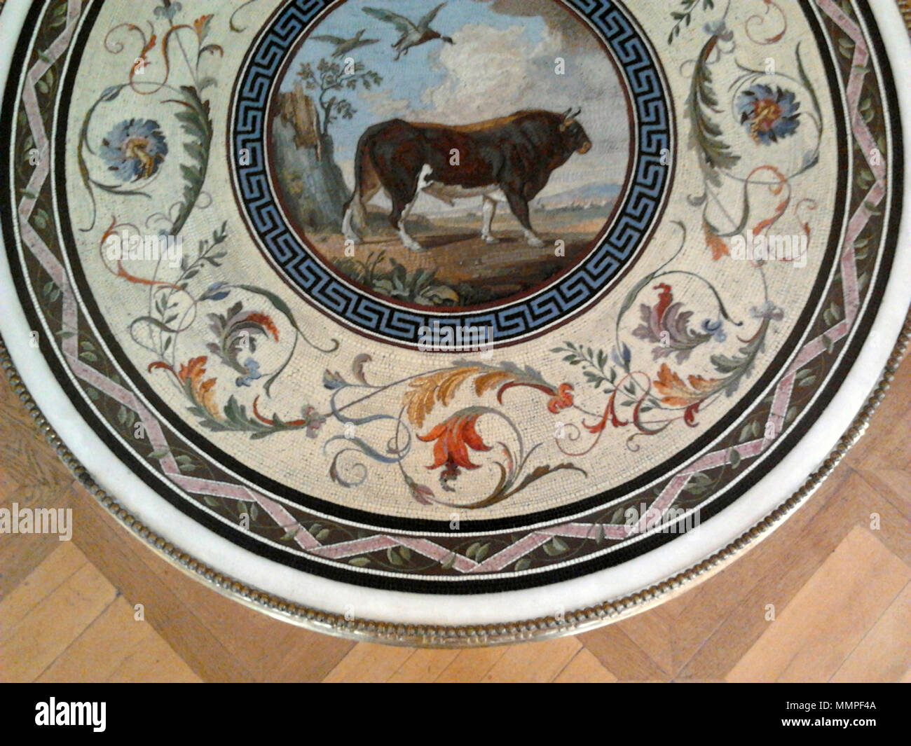 Table top with a bull (detail).. circa 1788. Savini Peter Table top ...