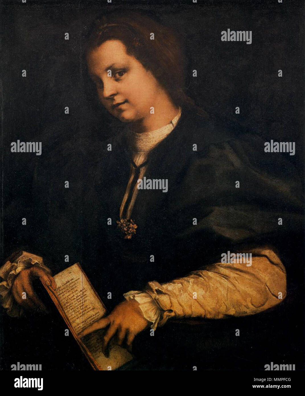 Portrait of a Lady with a Book. 1514. Andrea del Sarto - Portrait of a ...