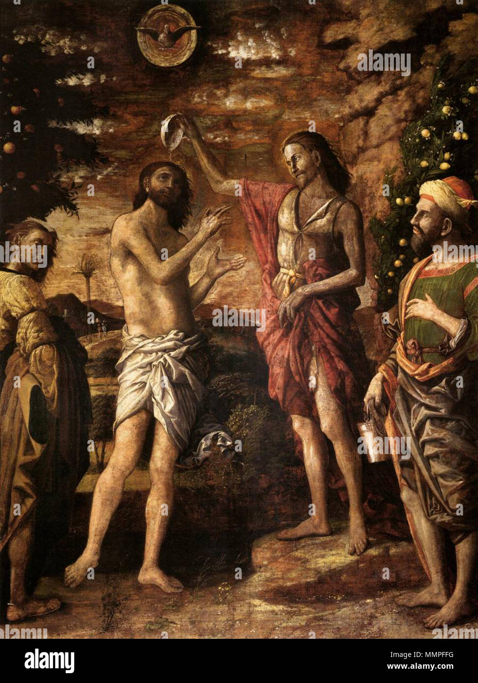 Baptism of Christ. circa 1505. Andrea Mantegna - Baptism of Christ - WGA13978 Stock Photo - Alamy