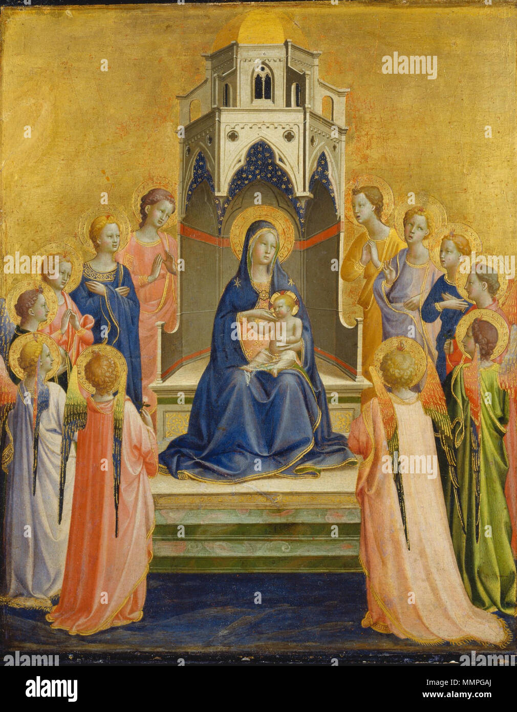 Madonna and child enthroned and twelve angels hi-res stock photography ...
