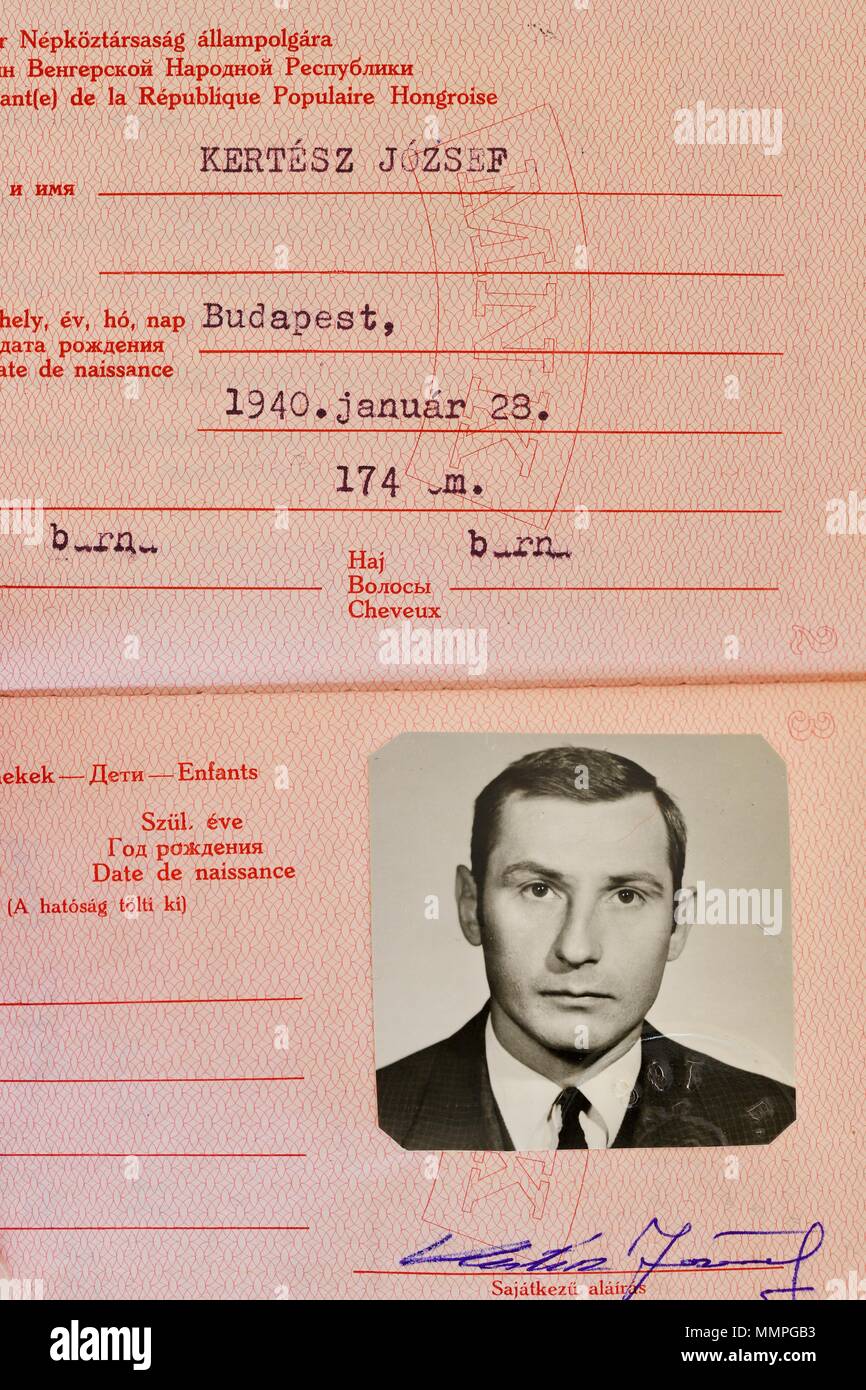 1970s red Hungarian passport / utlevel issued to a male citizen Jozsef ...