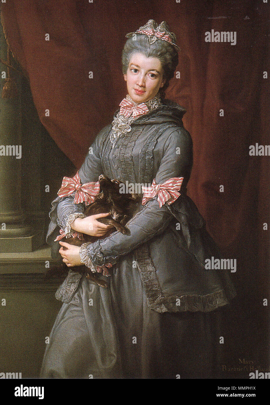 . English: Lady Mary wears a traveling costume called a Brunswick gown ...