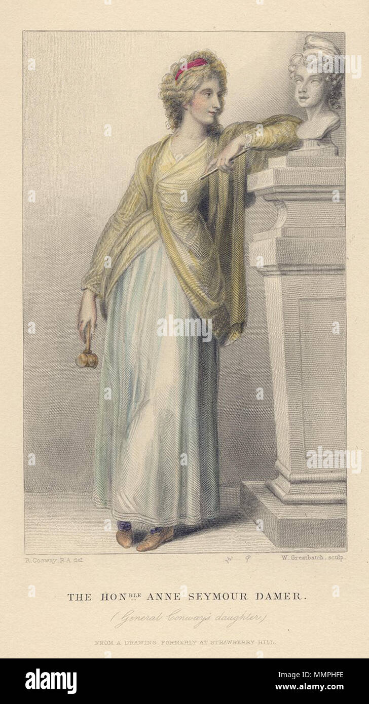 . English: Full length portrait of Anne Damer by Richard Cosway ...