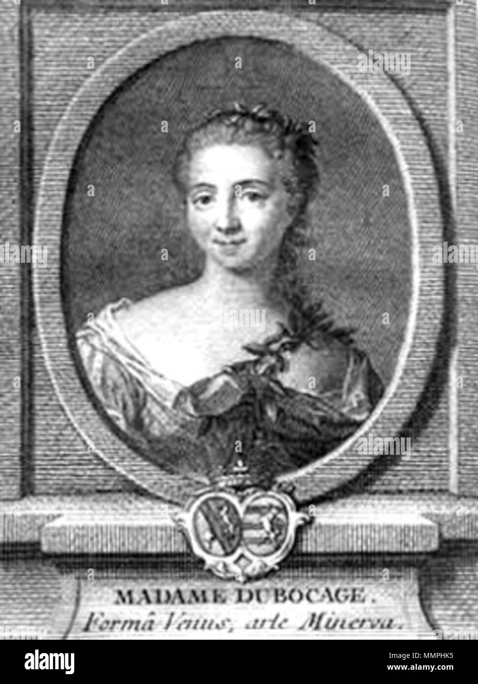 . English: Portrait of Anne-Marie Du Boccage (1710-1802) adorning her ...