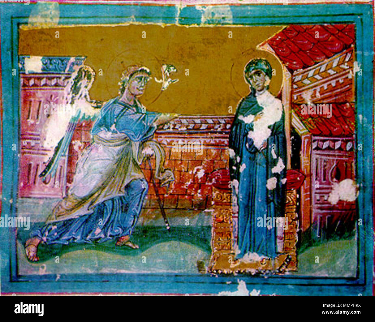 English: Annunciation. A miniature from the Georgian Synaxarium of ...