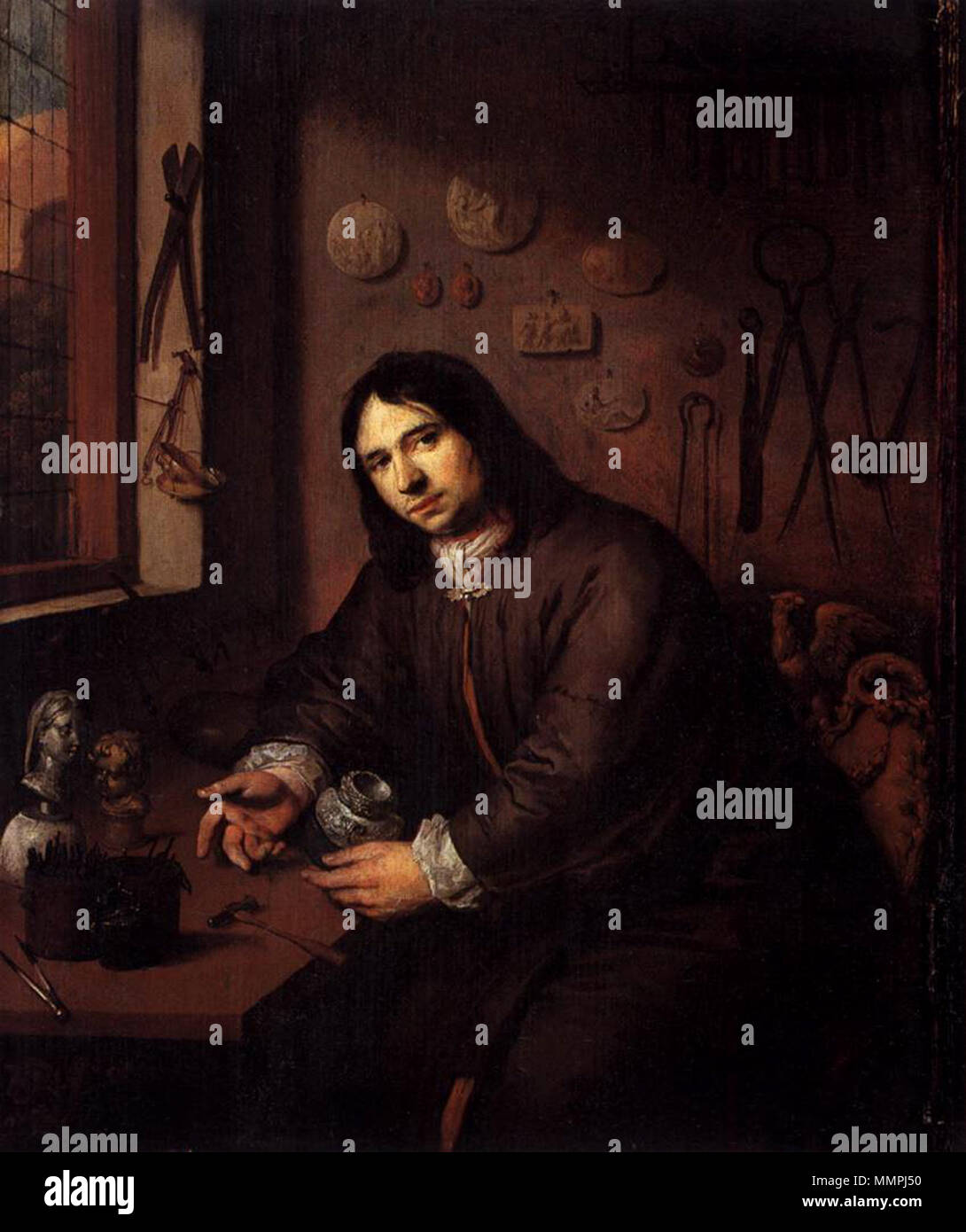 Portrait of a Silversmith in His Workshop.. circa 1680. Anonymous ...