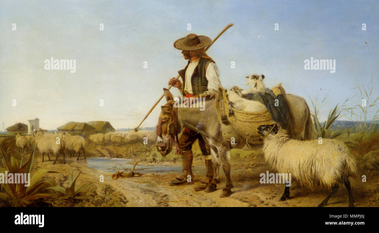 A Spanish Shepherd. 1863. Richard Ansdell - A Spanish Shepherd (1863 ...