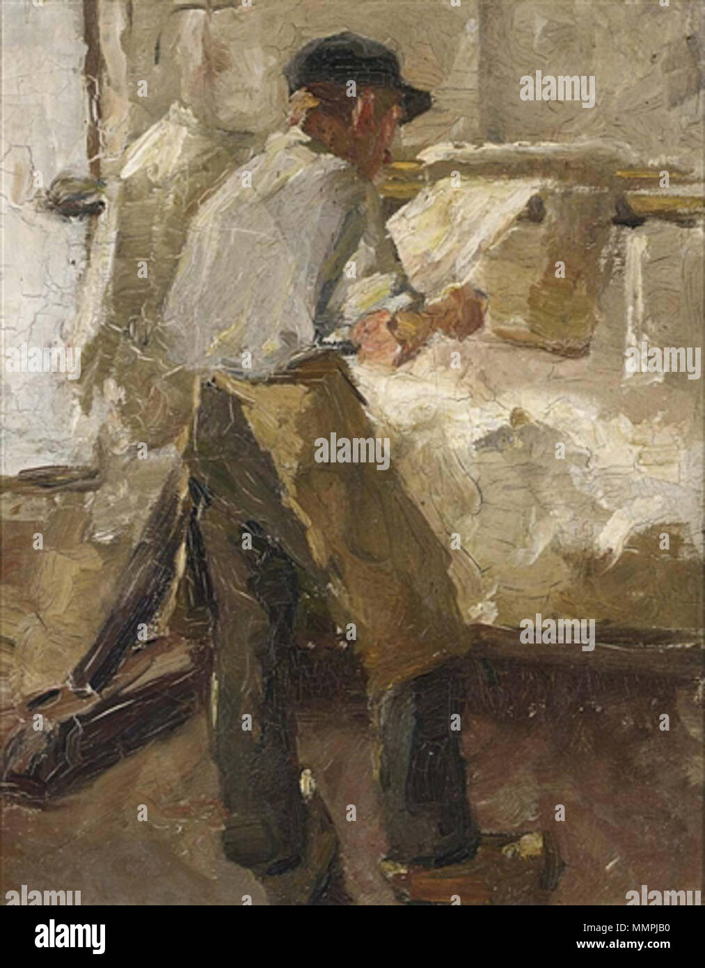 A young workman at a stretching frame. from 1890 until 1891. Anthon van ...