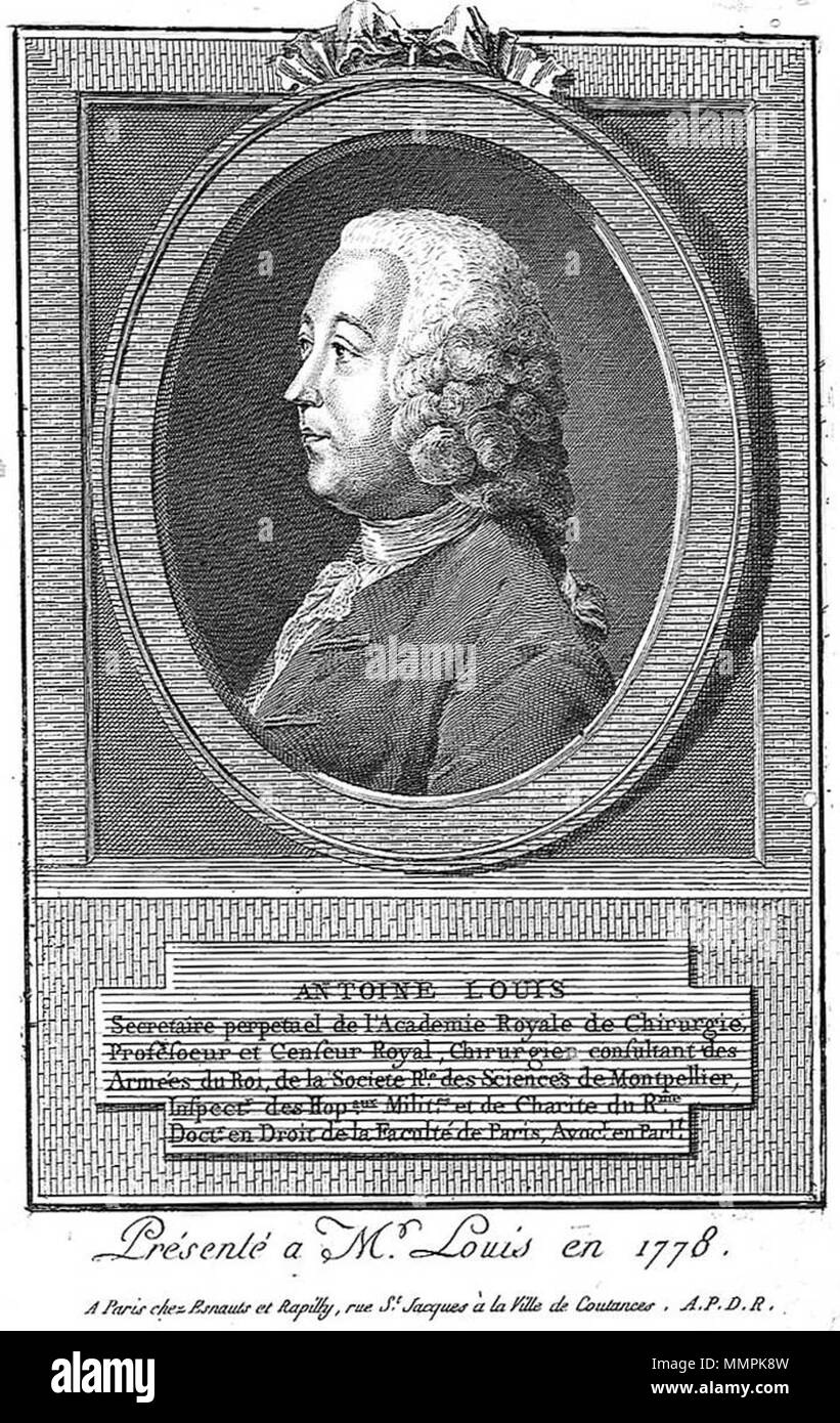 . Français : Portrait gravé du chirurgien Antoine Louis . 1778. Antoine ...