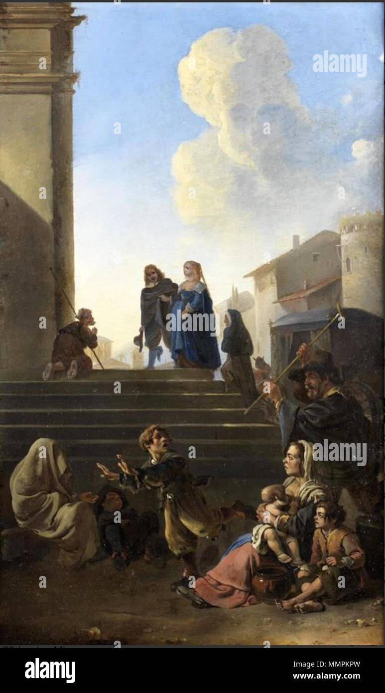 English: Peasants and travellers making music . between 1629 and 1698 ...