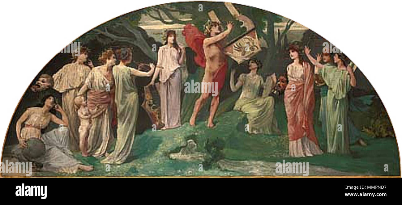English: Apollo and his Muses . 19th century. French School (19th ...