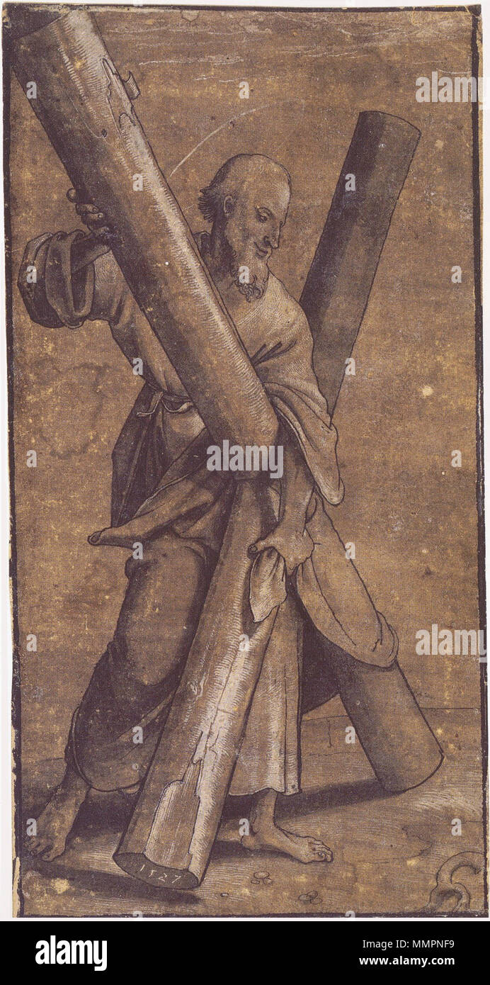 . English: The Apostle Andrew, chiaroscuro drawing. Pen and ink and ...