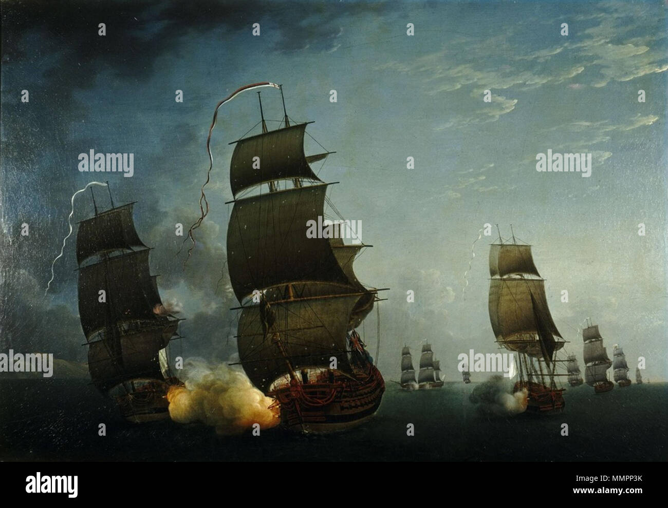 . English: Capture of HMS Ardent by the frigates Junon and Gentille ...