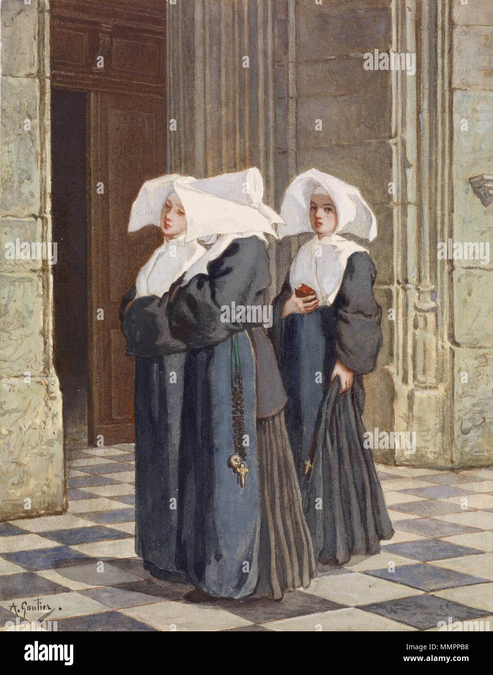 Three Nuns in the Portal of a Church. between 1825 and 1894. Armand ...