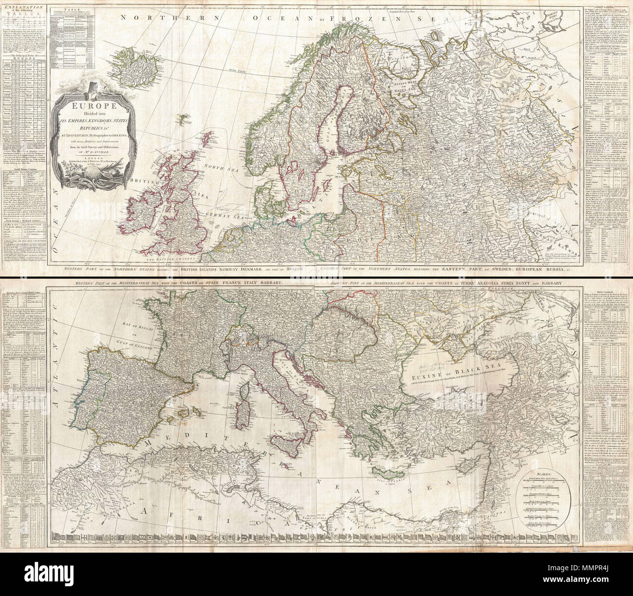 . English: A large and dramatic 1794 wall map of Europe on two panels ...