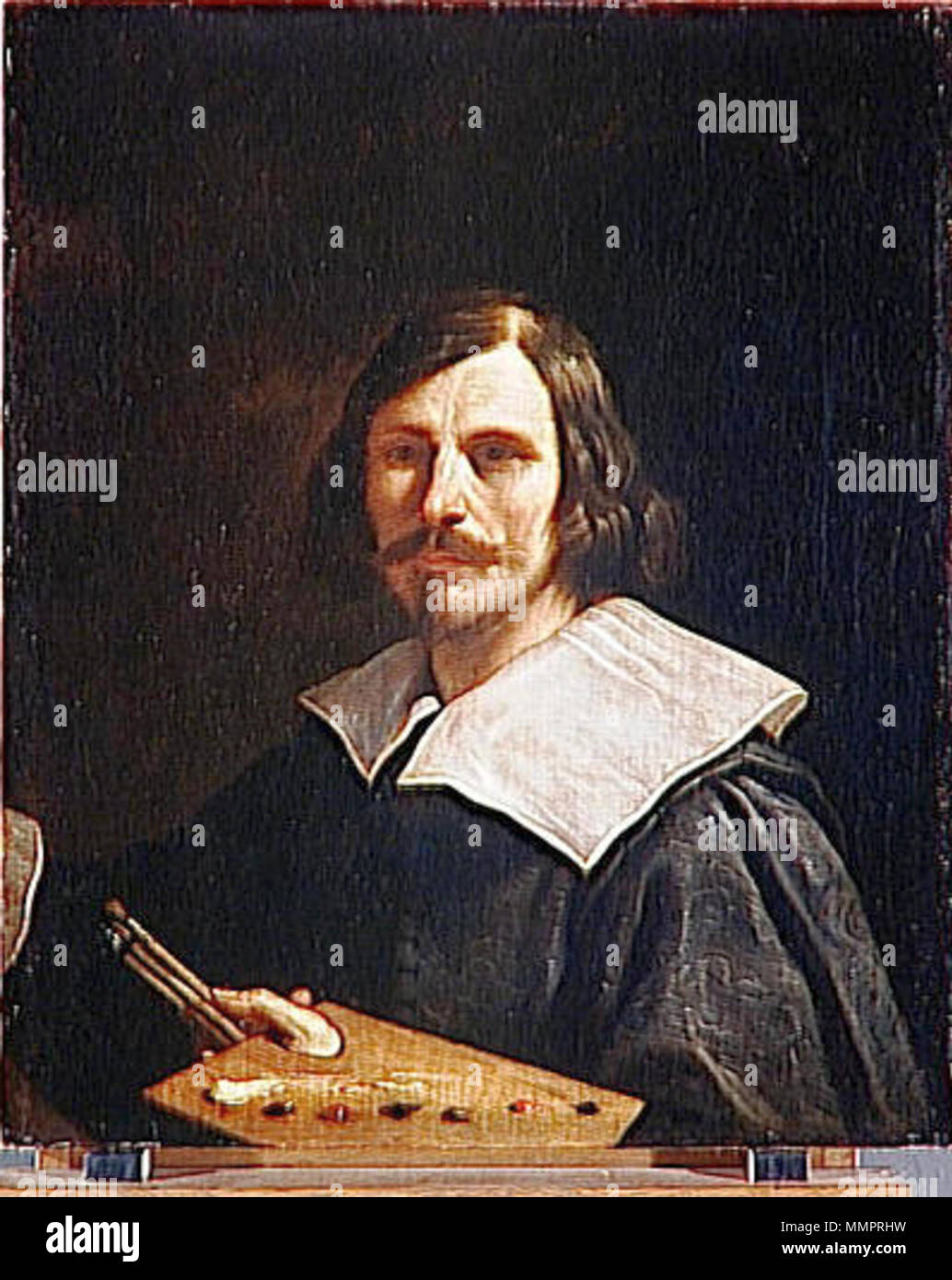 Français : Portrait de l'artiste tenant une palette . circa 1635 ...