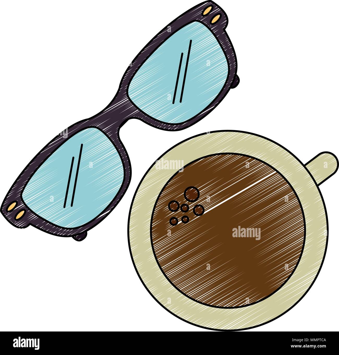 eye glasses with coffee cup Stock Vector Image & Art - Alamy