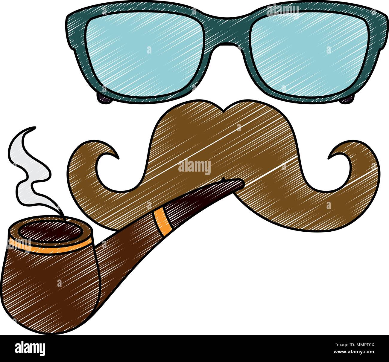 glasses and mustache with pipe wooden hipster style Stock Vector Image ...