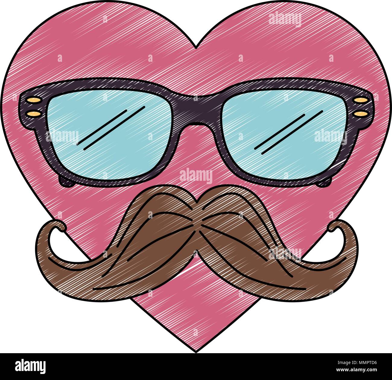 heart with glasses and mustache hipster style Stock Vector Image & Art ...